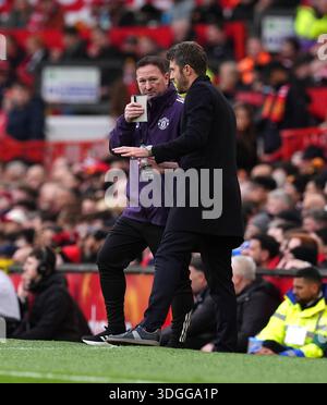 Manchester United head coach Michael Carrick reacts and gestures during ...