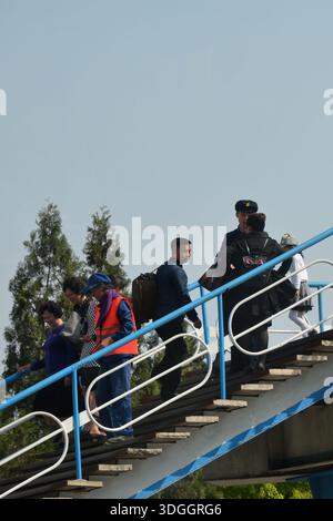 Pyongyang, North Korea, pedestrian on a walkway Stock Photo - Alamy
