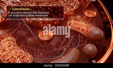 3D illustration of the cytoskeleton with microtubules and filaments in ...