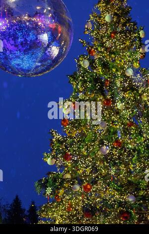 Christmas Tree, Colorful Ball, Snow, Merry Christmas And A Happy 2020 ...