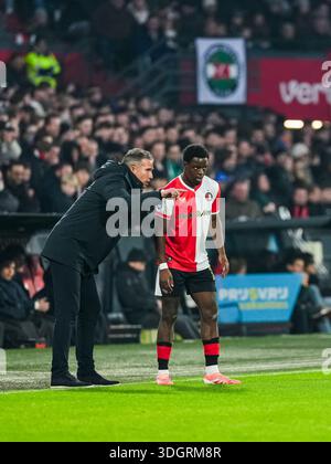 ROTTERDAM – (L-R) Jordan Lotomba of Feyenoord, Feyenoord coach Robin ...