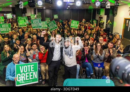 Green Party leader Zack Polanski welcomes his partner Richie Bryan onto ...