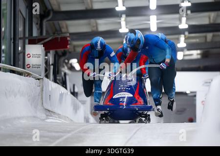 Martin Kranz/ Tim Kesseler of Liechtenstein in action during the Men's ...