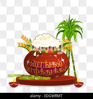 Happy Pongal 2026 Festival Illustration with Traditional Clay Pot and ...