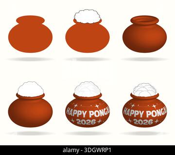 Happy Pongal 2026 Festival Illustration with Traditional Clay Pot and ...