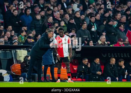 ROTTERDAM – (L-R) Jordan Lotomba of Feyenoord, Feyenoord coach Robin ...