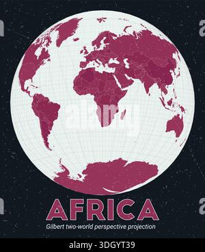 World Map. Gilbert two-world perspective projection. Countries style ...