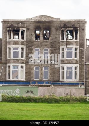 Fire Damaged Derelict Narrowcliff Hotel, Newquay, Cornwall, England, UK ...