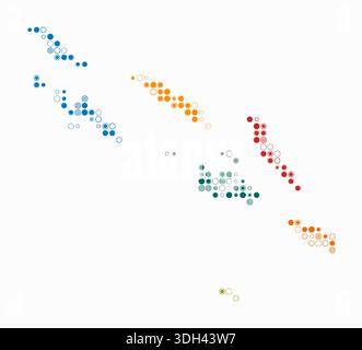 Solomon Islands, shape of the country built of colored cells. Digital ...