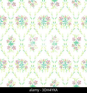 Watercolor seamless pattern with delicate pink magnolia flower on dark ...
