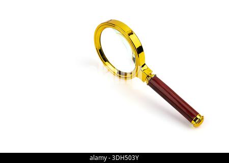 Magnifier. Magnifying glass with scratches and dust on the surface on a ...