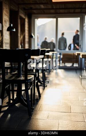 Swiss Restaurant Interior with Authentic Chalet Wood Design Stock Photo ...