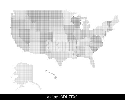 This pixel map outlines the geographical boundaries of the United ...
