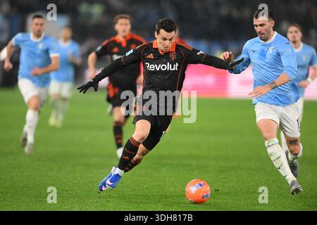 Alessio Romagnoli (SS Lazio) under the away fans at the end of the ...