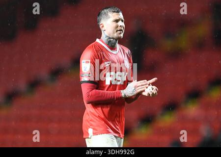 London, England. 20th Jan 2026. Reece Burke reacts as Derby County ...
