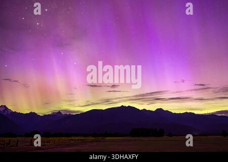 Wellington. 20th Jan, 2026. The aurora is seen near the Fox Glacier of ...