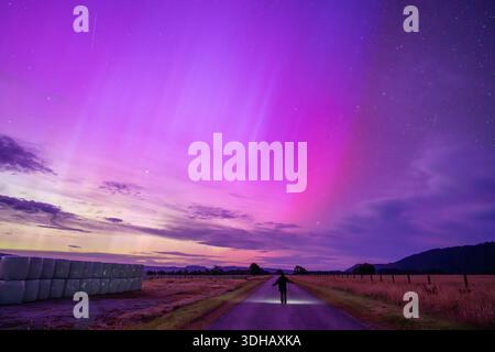 Wellington. 20th Jan, 2026. The aurora is seen near the Fox Glacier of ...