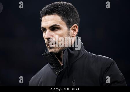 Mikel Arteta, head coach of Arsenal FC, looks on prior to the UEFA ...