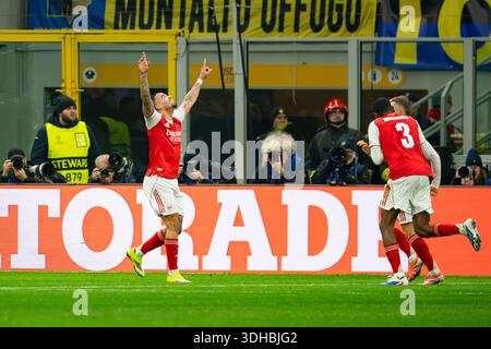 Gabriel Jesus of Arsenal FC celebrates after scoring a goal during the ...