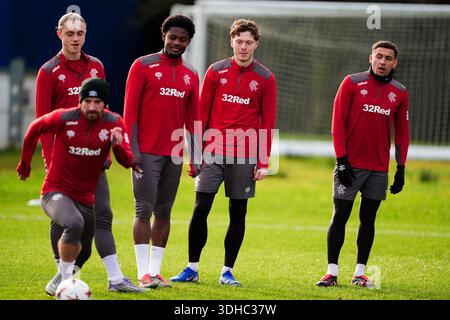 Rangers' Andreas Skov Olsen and Tochi Chukwuani warming up ahead of the ...