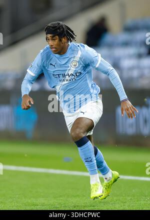 Manchester, UK. 20th Jan, 2026. Isaiah Dada-Mascoll of Manchester City ...