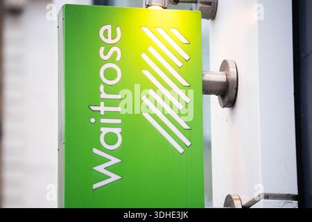 A Waitrose logo on a storefront in Bayswater, west London. Picture date ...