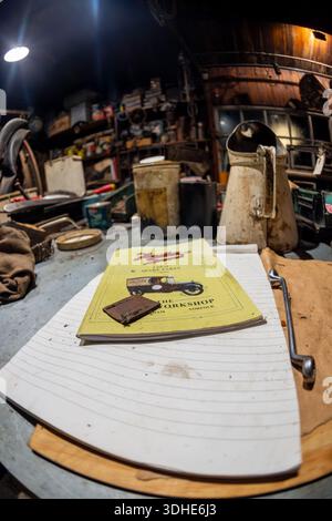 Car mechanics work bench in a garage of the 1930's at the National ...