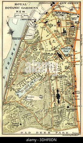 ROYAL BOTANIC GARDENS KEW. Vintage map plan. London, 1927 Stock Photo ...