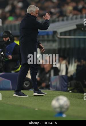 Jose Mourinho, head coach of SL Benfica, looks on prior to the UEFA ...
