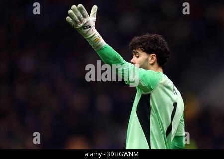 David Raya of Arsenal FC gestures during the UEFA Champions League 2025 ...