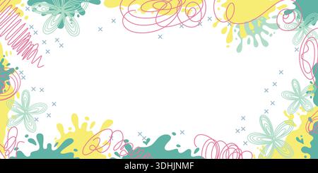 Doodle floral spring scribble banner on white background Stock Vector ...
