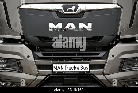 Munich, Germany. 22nd Jan, 2026. The MAN Truck & Bus logo can be seen ...