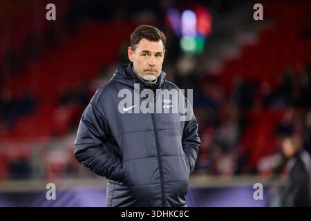 Bergen 20260122. FC Midtjylland coach Mike Tullberg in the UEFA Europa ...