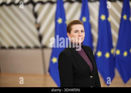 22 January 2026, Belgium, Brüssel: Emmanuel Macron, President of France ...