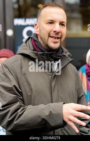Green Party leader Zack Polanski welcomes his partner Richie Bryan onto ...