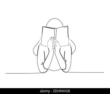 continuous single line drawing of thoughtful and sceptical woman, line ...