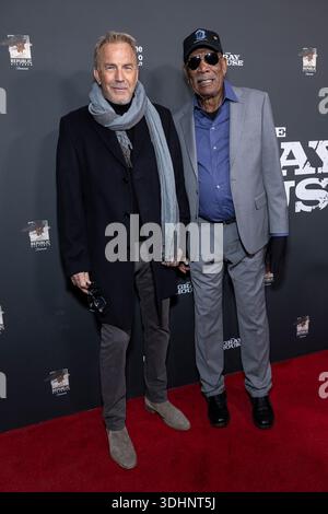 Kevin Costner and Morgan Freeman attend the arrivals of Prime Video’s ...