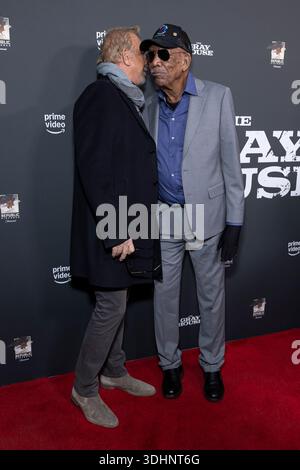 Kevin Costner and Morgan Freeman attend the arrivals of Prime Video’s ...
