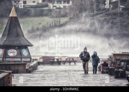 Teignmouth, Devon, UK. 23 Jan 2026. UK Weather: walkers brave Storm ...