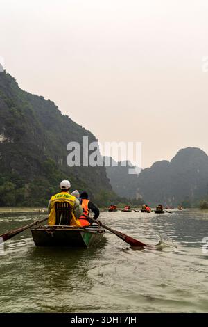 Rural Wetlands and Limestone Mountains in Ninh Binh, Vietnam Stock ...