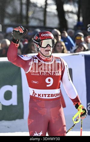 KITZBUEHEL, AUSTRIA - JANUARY 23: Stefan Babinsky of Austria looks on ...
