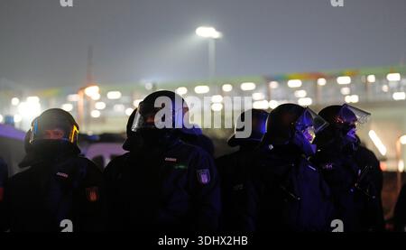 Police in front of the Millerntor Stadium Hamburg, January 23, 2026 ...