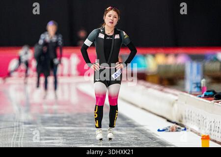 INZELL, GERMANY - JANUARY 23: Ayano Sato of Japan during the ISU World ...