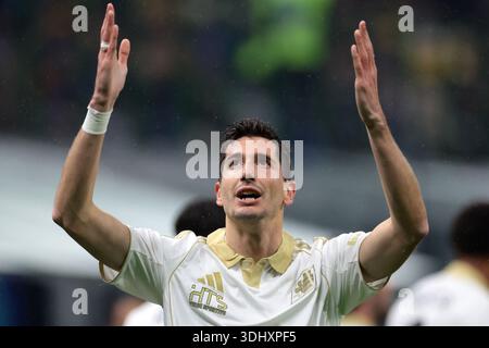 Milan, Italy, 23rd January 2026. Stefano Moreo of Pisa SC celebrates ...