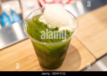 Matcha Plover drink with whipped cream at Andytown Coffee, San ...
