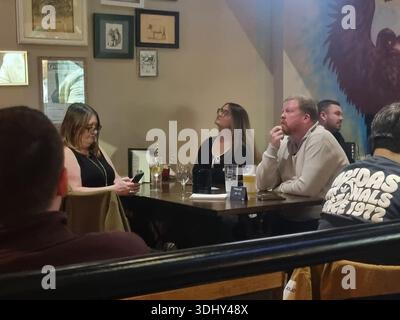Traitors fans during a watch party in The Raven in Glasgow, for the ...