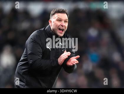 John Eustace manager of Derby County speaks in the manager post-match ...