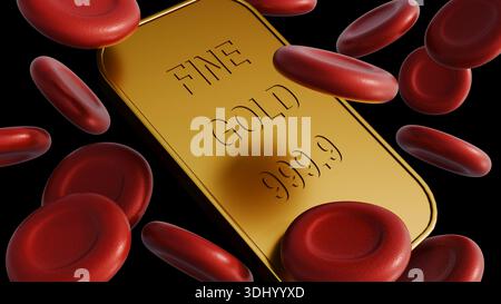 3D render of "Rh-null" on blocks with red blood cells and capped test ...