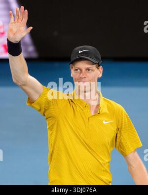 Melbourne, Australia. 24th Jan, 2026. Jannik Sinner (ITA) is in action ...