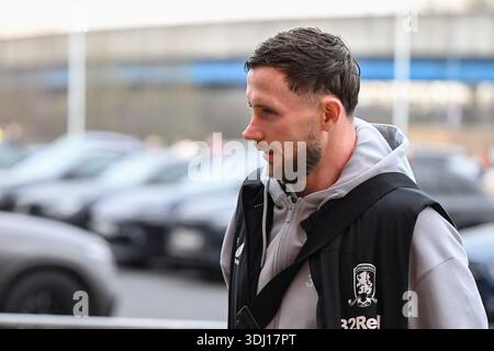 Alan Browne of Middlesbrough arrives for the Sky Bet Championship match ...
